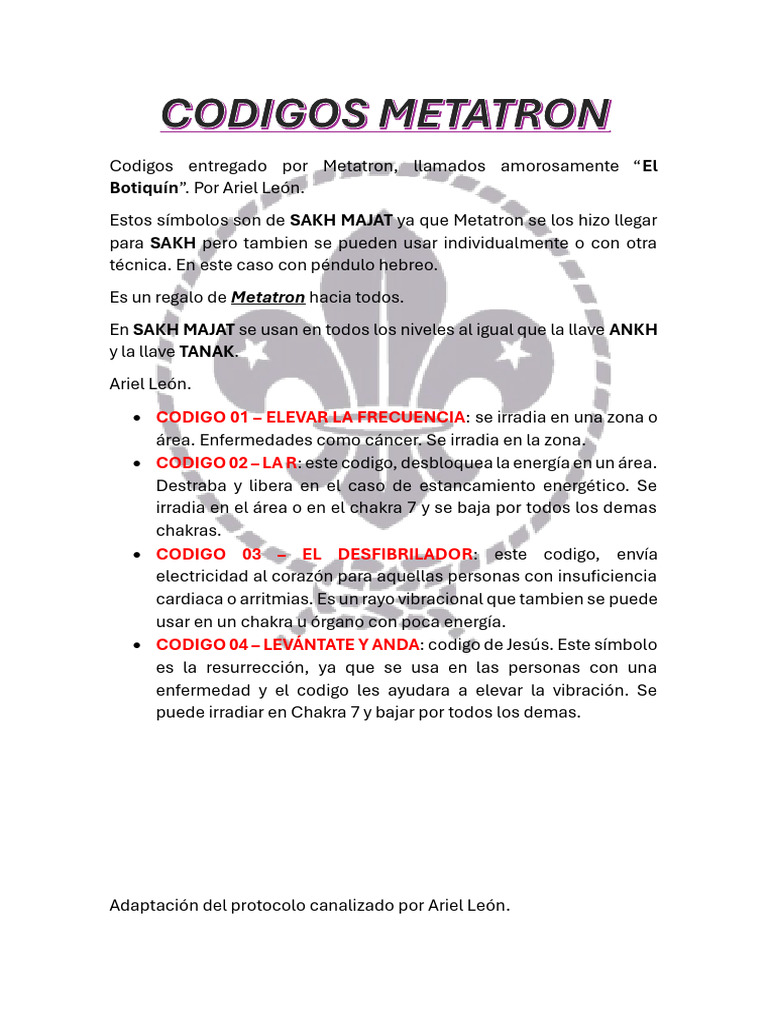 Códigos Sagrados de Metatron | PDF