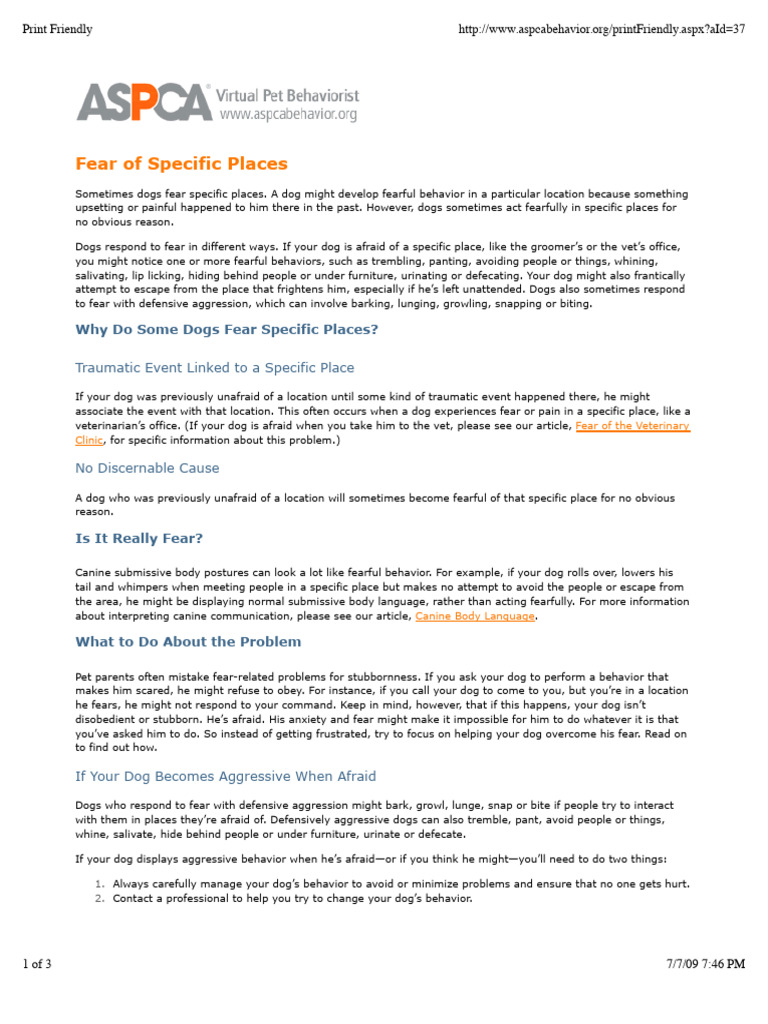Understanding Dog Fear of Specific Places | PDF | Dogs | Fear
