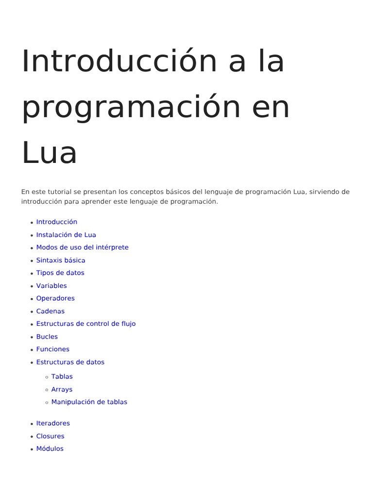 Introduccion a La Programacion en Lua | PDF | Lenguaje de programación | Variable (informática)