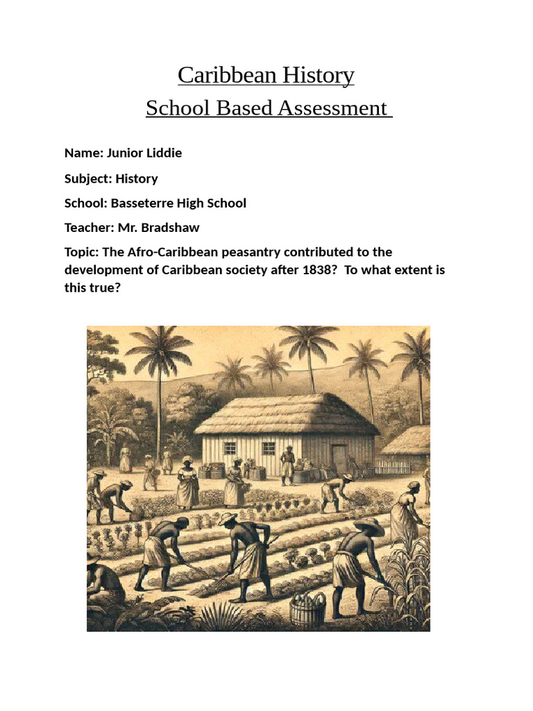 Caribbean History SBA | PDF | Peasant | Slavery