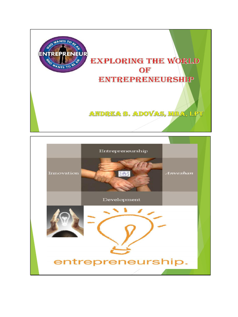 Understanding Entrepreneurship and Entrepreneurs | PDF ...