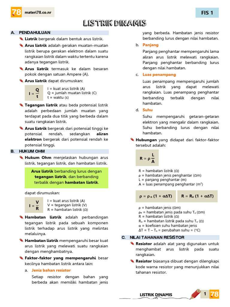 Listrik Dinamis (Rangkaian Arus Searah) | PDF