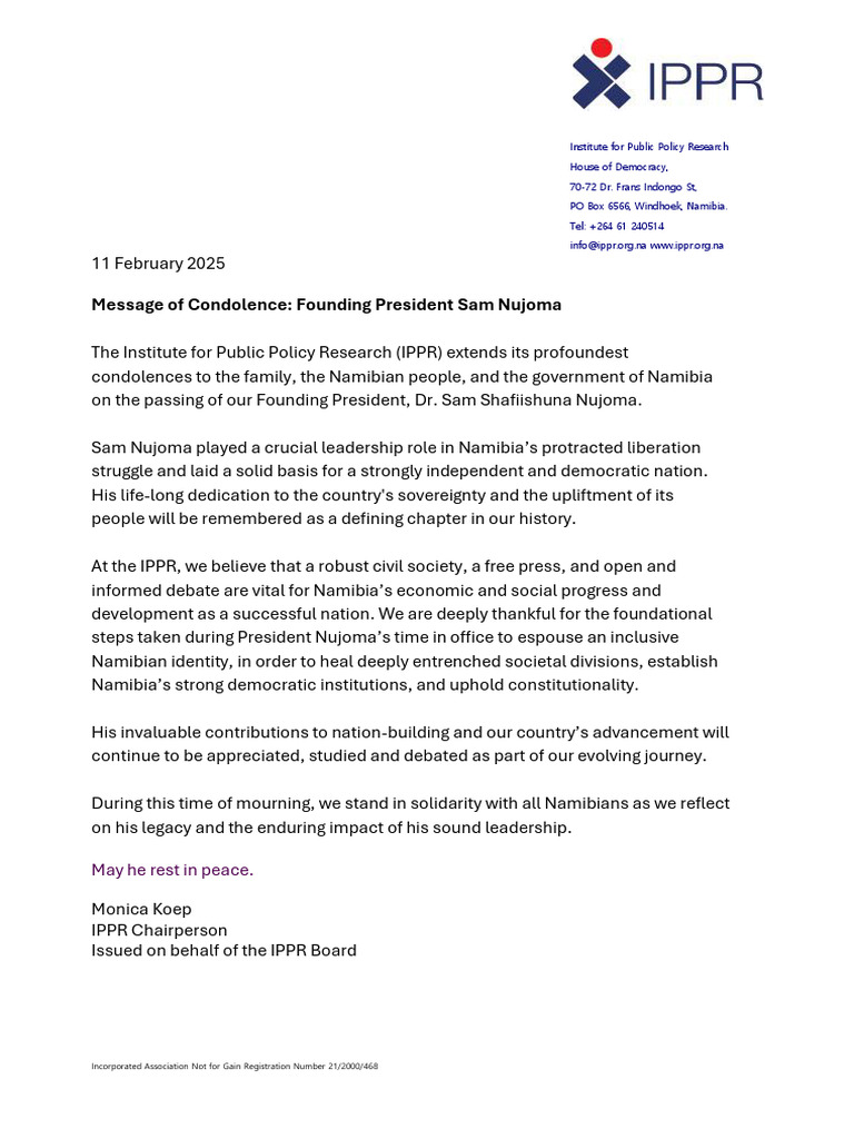 IPPR Message of condolence-SN | PDF