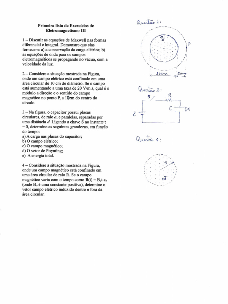 Eletro III 2024-1 - Lista de Exercicios 1 - Com figuras | PDF