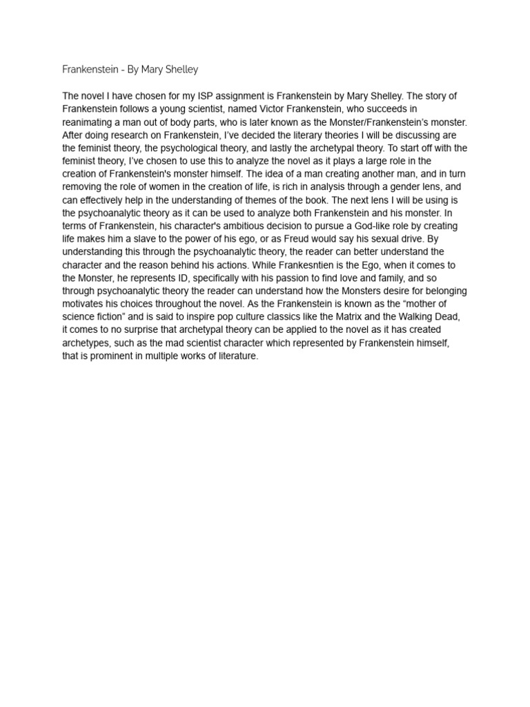 Analyzing Frankenstein: Literary Theories | PDF