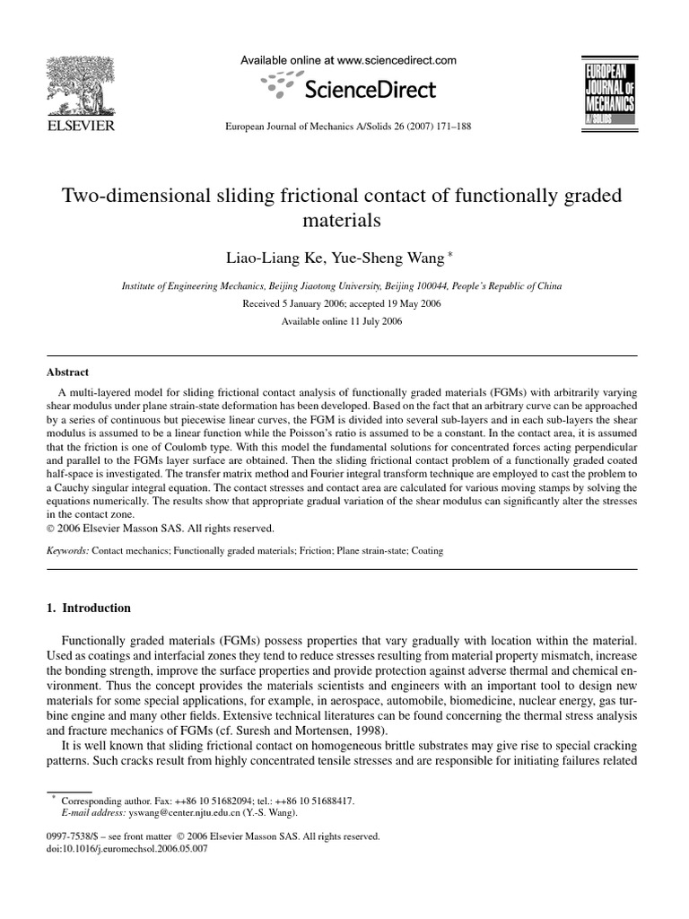 (Wang - 2007) - Two-Dimensional Sliding Frictional Contact of Functionally Graded Materials ...