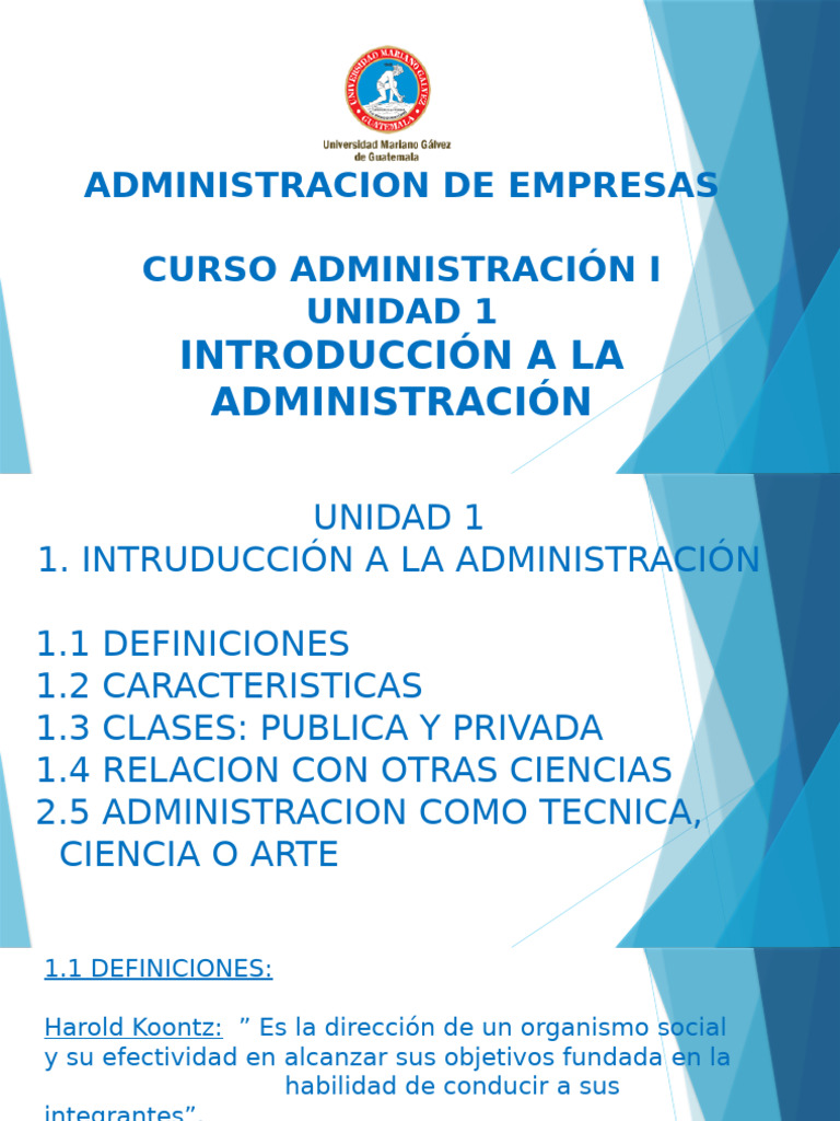 Presentación UNIDAD 1 Admon 1 | PDF