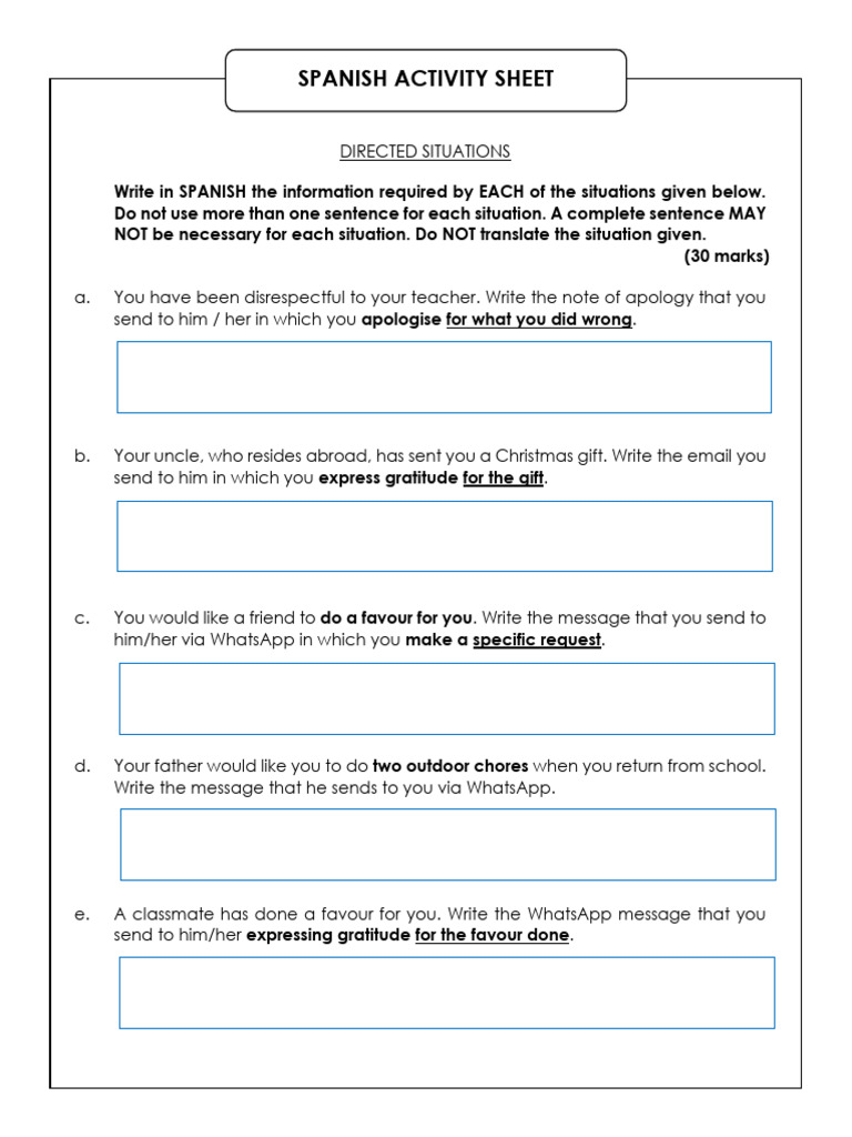 Spanish Review Activity - Familiar Commands and Maintaining Social ...