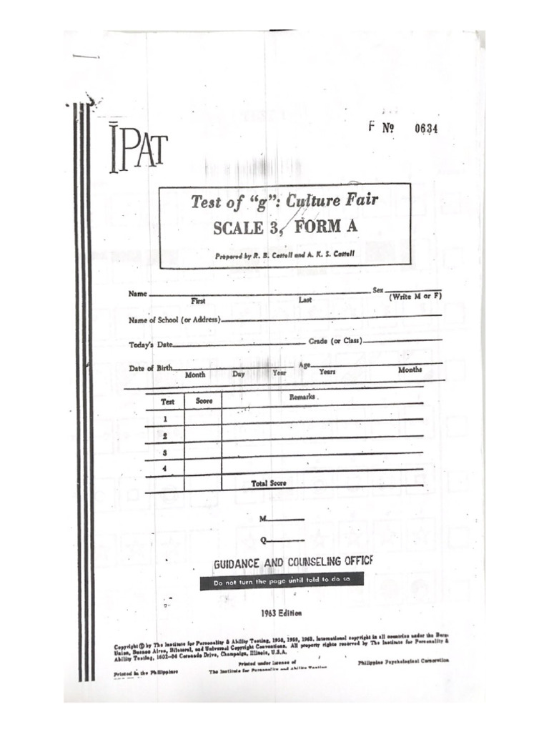 Culture Fair Scale | PDF