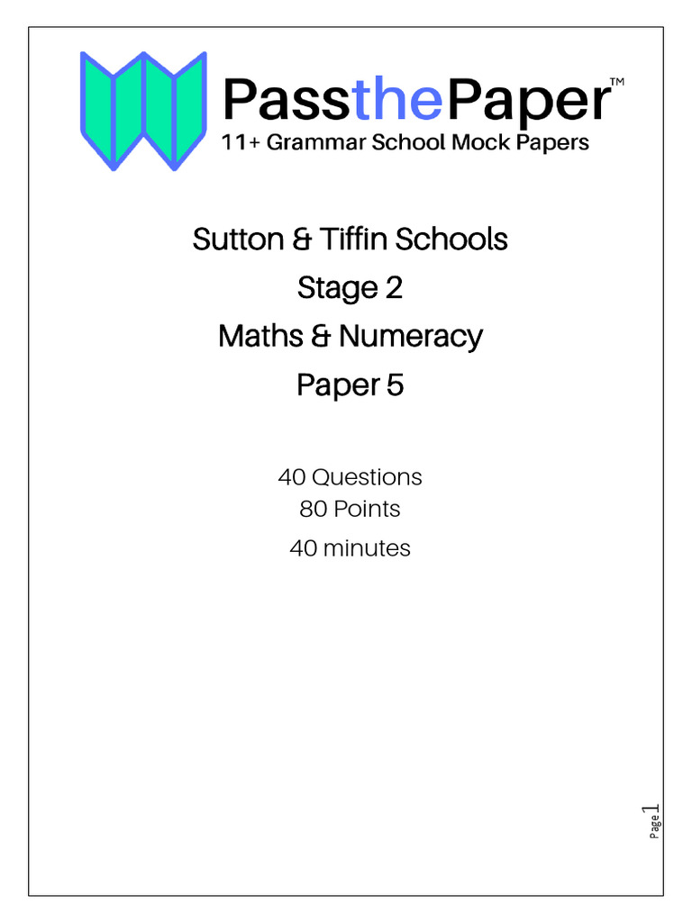 Maths Test for School Students | PDF