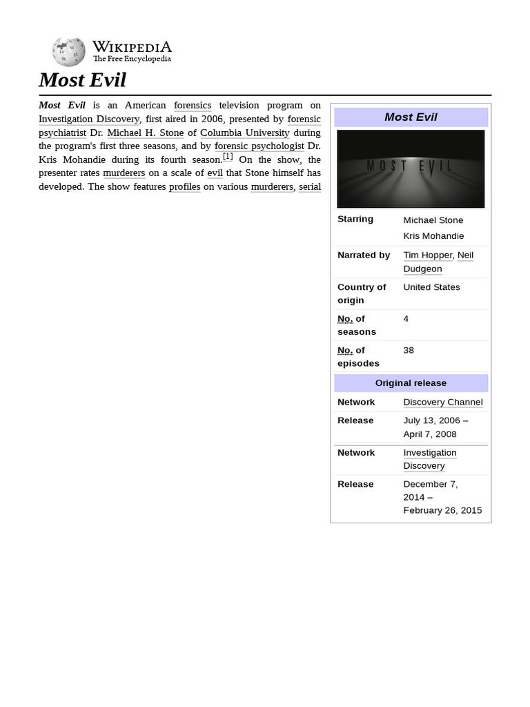 Most Evil Seasons 1 2 3 4 | PDF | Murder | Crimes