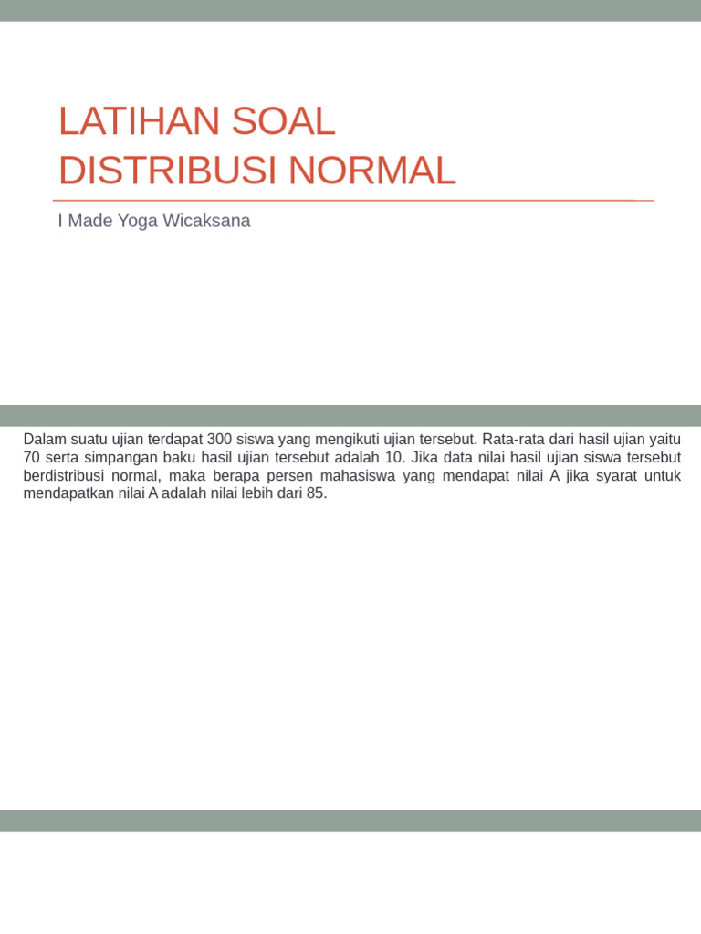 Latihan Soal Distribusi Normal Pembahasan | PDF