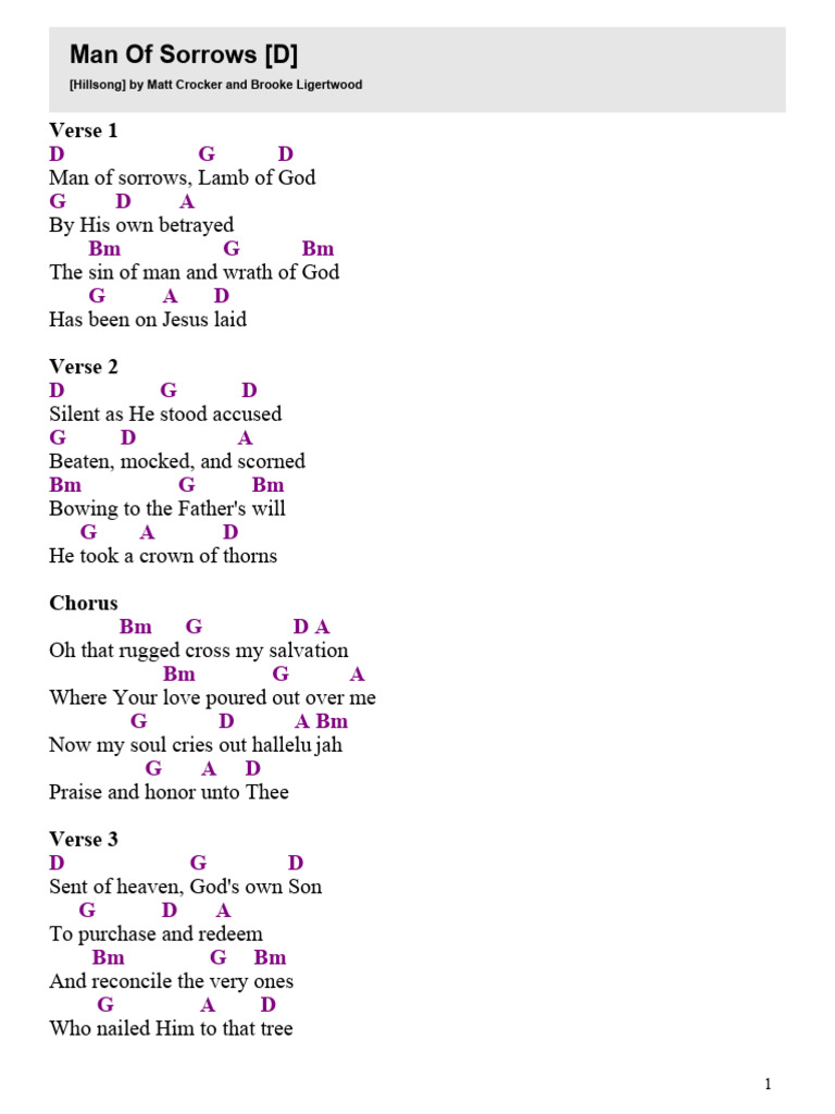Man of Sorrows Lyrics by Hillsong | PDF