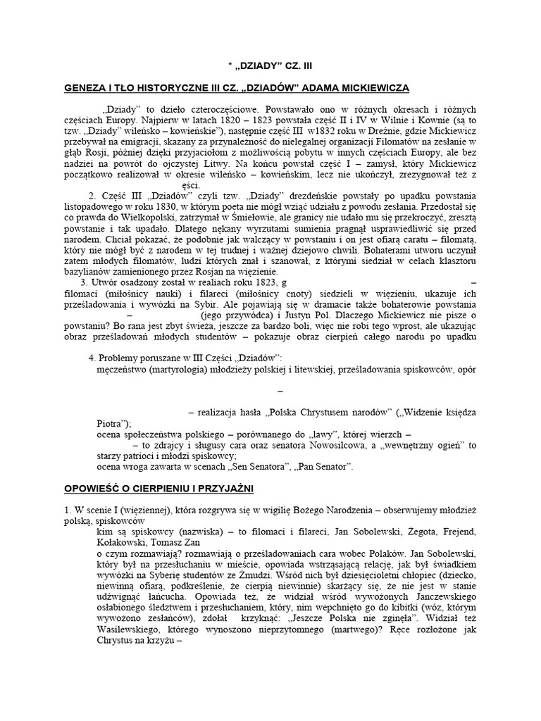 6. Adam Mickiewicz Dziady Cz. III | PDF