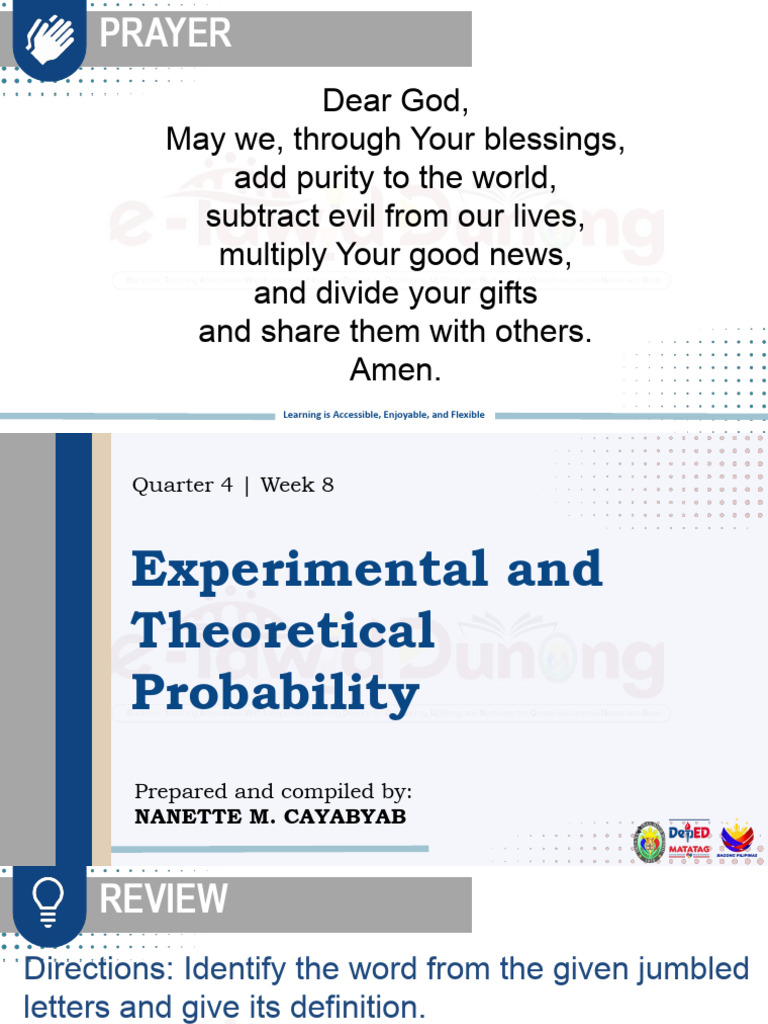 Experimental and Theoretical Probability Guide | PDF | Probability ...