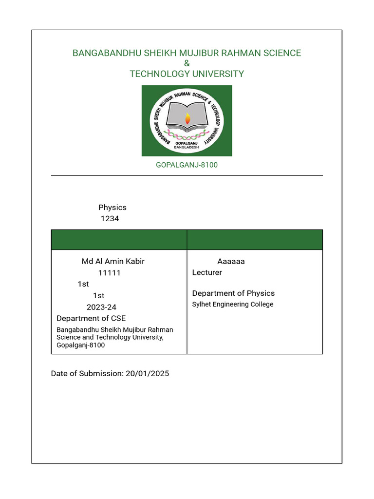 Lab Report Cover Page | PDF