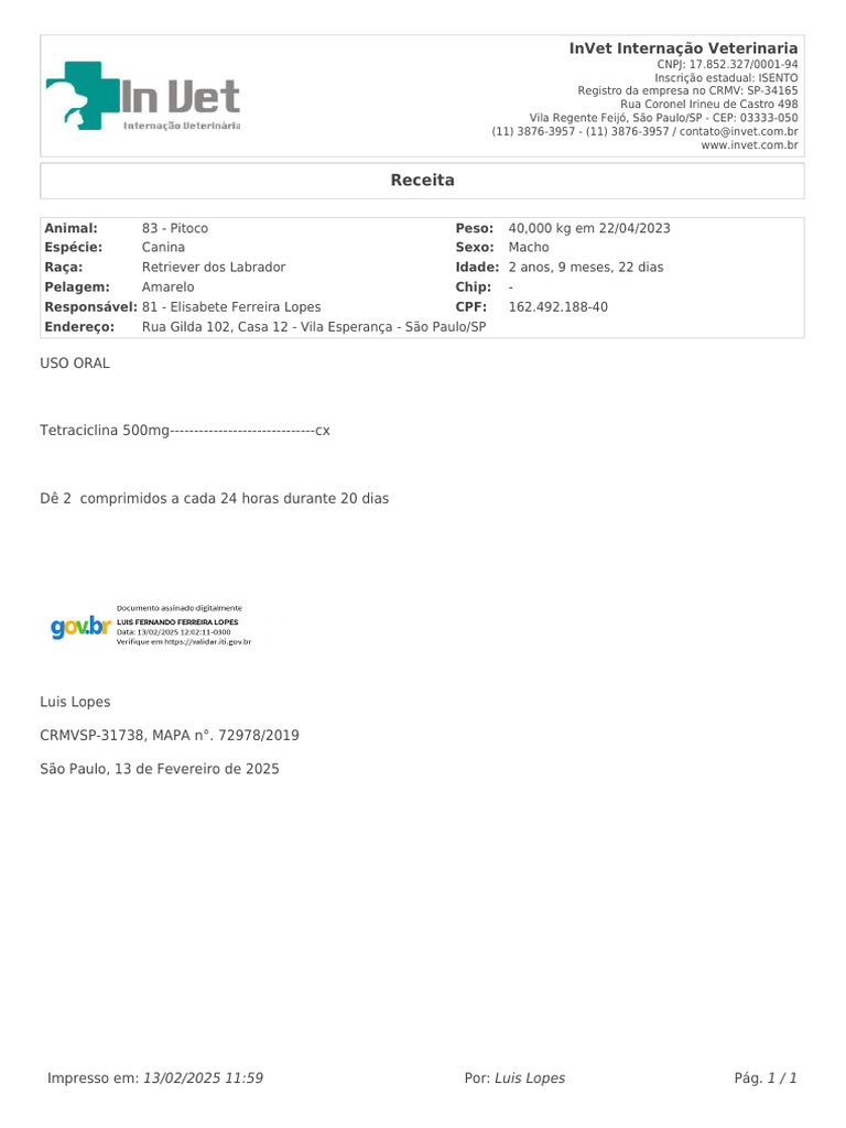 Receita - Pitoco - Elisabete (1) Assinado | PDF