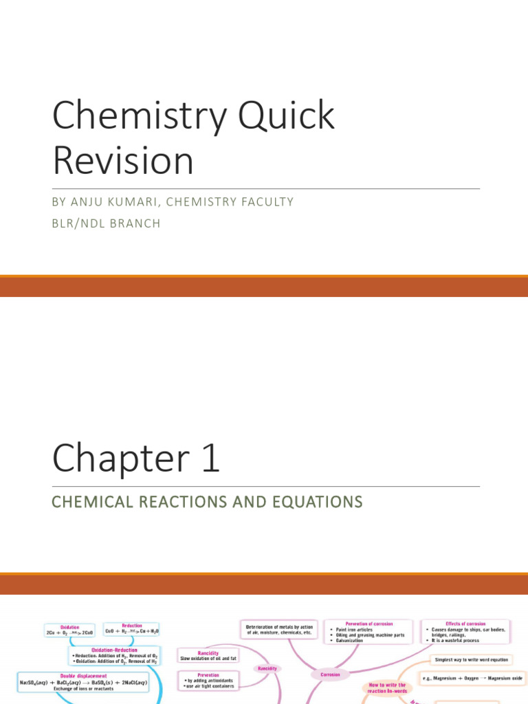 Chemistry Quick Revision | PDF | Chemical Reactions | Metals