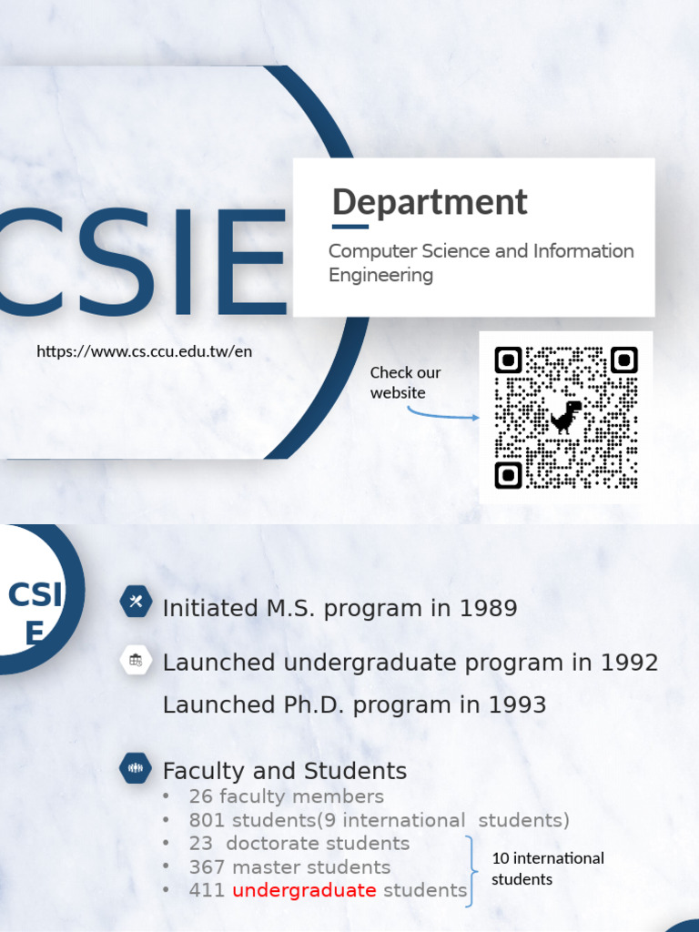 CCU Departments Presentation CSIE-2022.12.16 | PDF | Doctor Of Philosophy