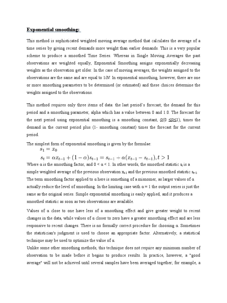 Exponential Smoothing | PDF | Moving Average | Analysis