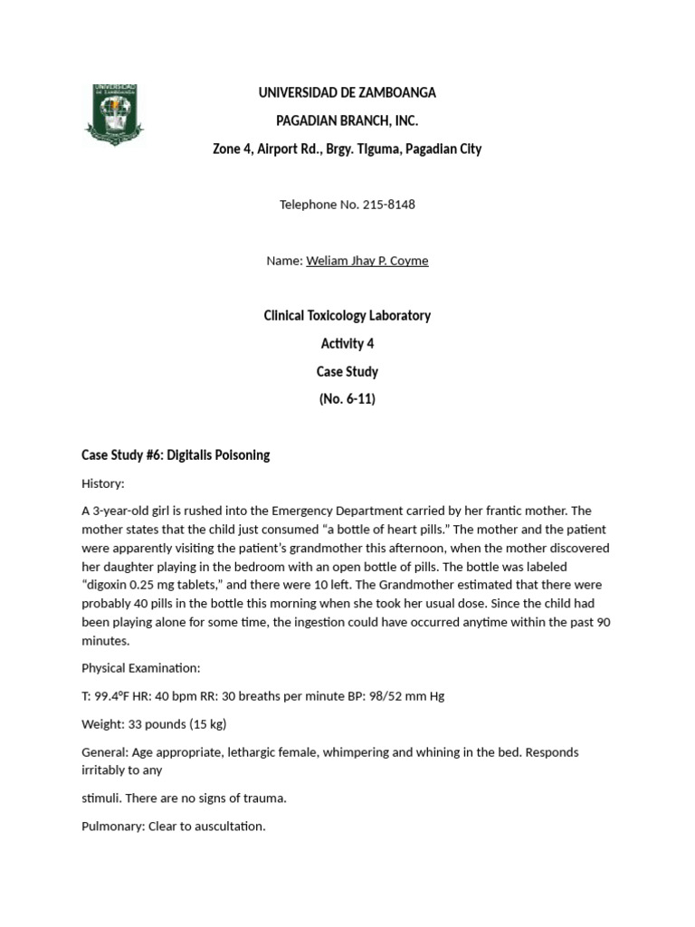 Clinical Toxicology Case Studies Overview | PDF | Medical Specialties ...