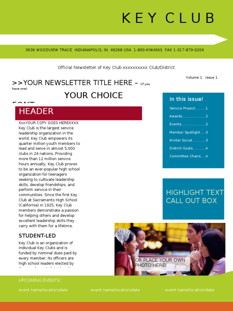 Key Club Newsletter Template | PDF | Business
