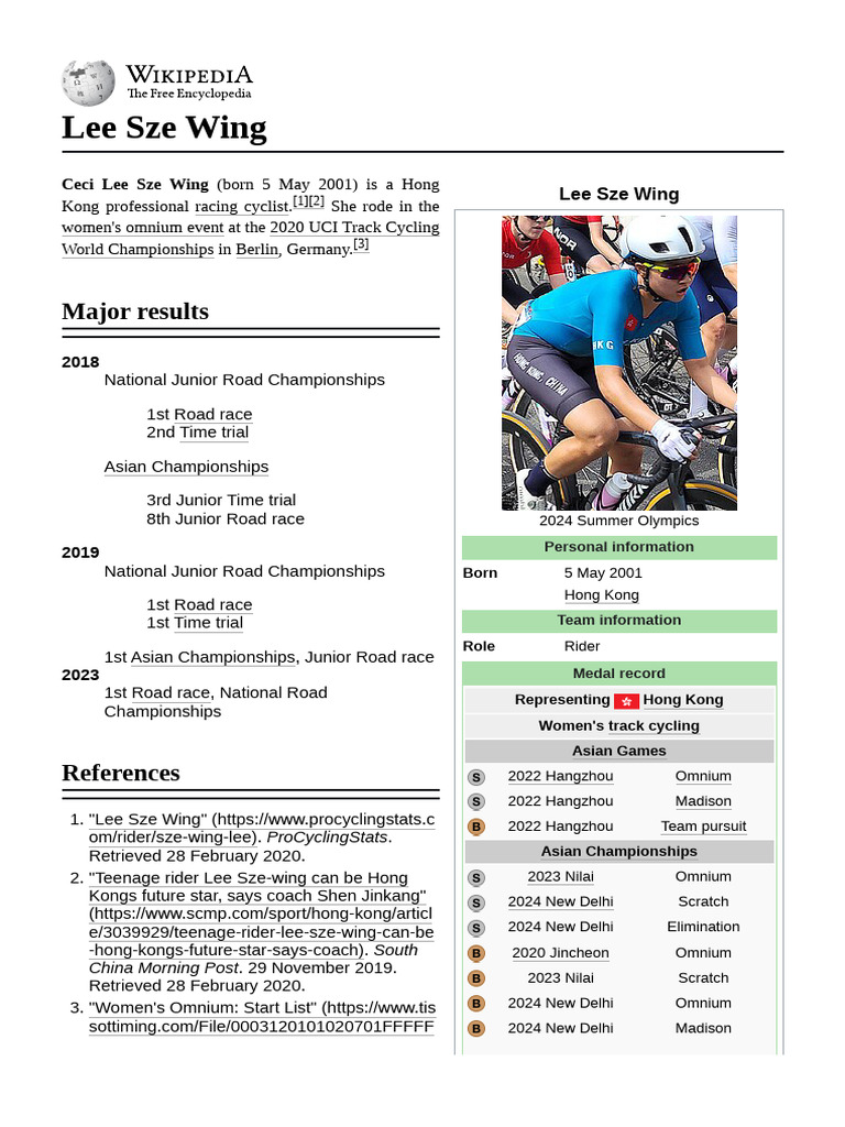 Lee Sze Wing: Hong Kong Cyclist Profile | PDF | Road Bicycle Racing ...