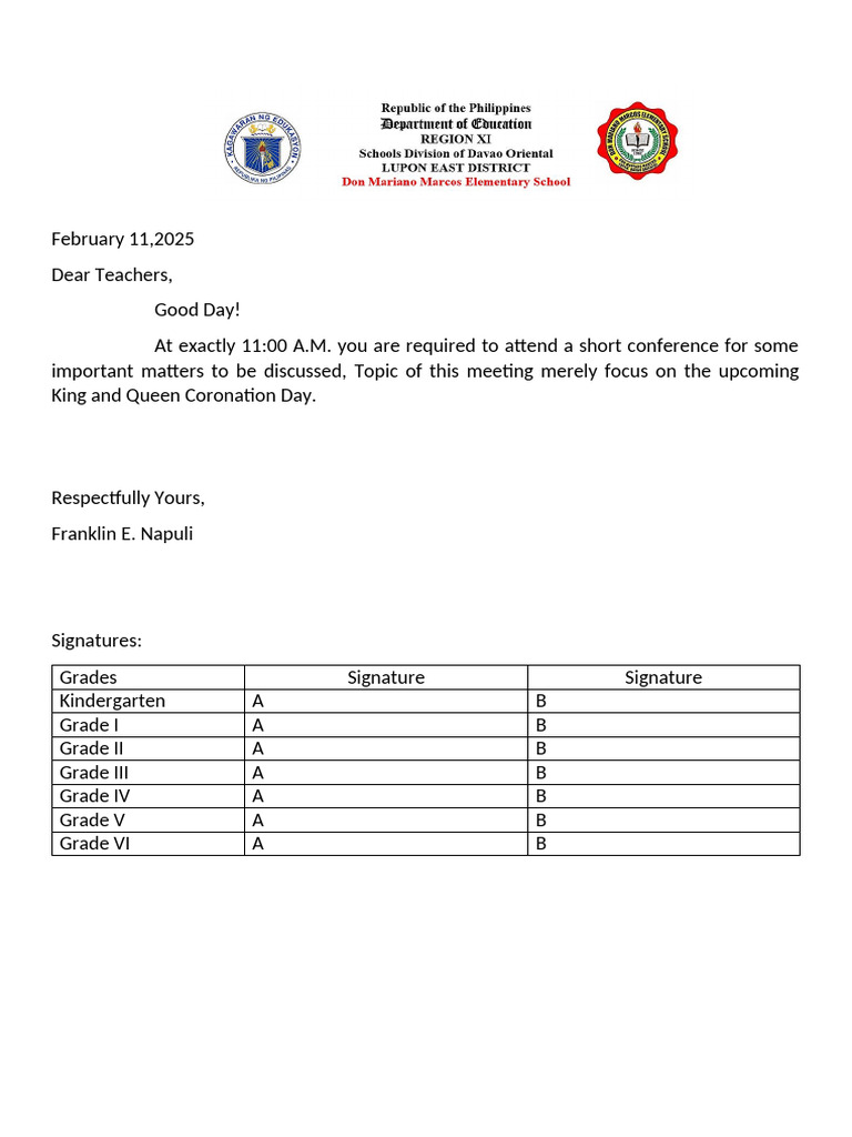 School Letter | PDF