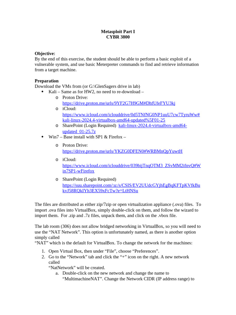 HW 3 - Metasploit Part 1 - Basics | PDF | Computing Platforms | Operating System Families
