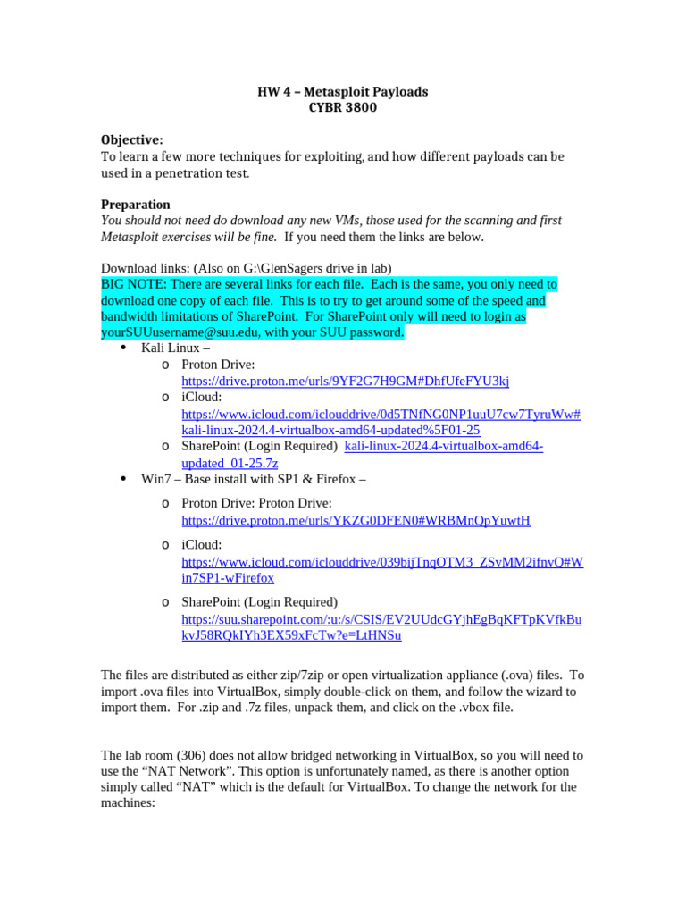HW 4 - Metasploit Payloads | PDF | Phishing | Computing
