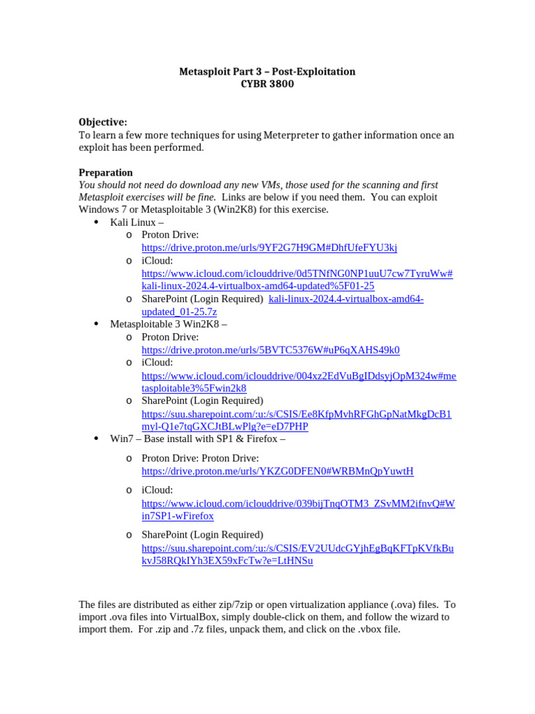 HW 5 - Metasploit Part 3 - Post Exploitation | PDF | Computer Security ...