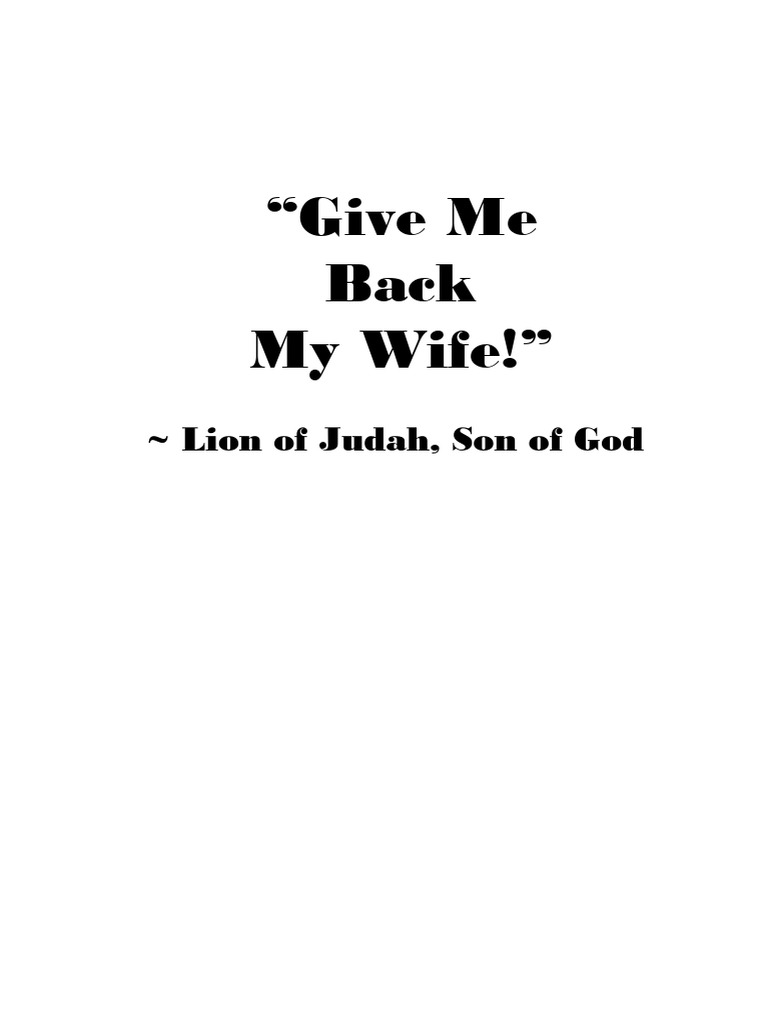 Give Me Back My Wife | PDF | Bride | Wedding