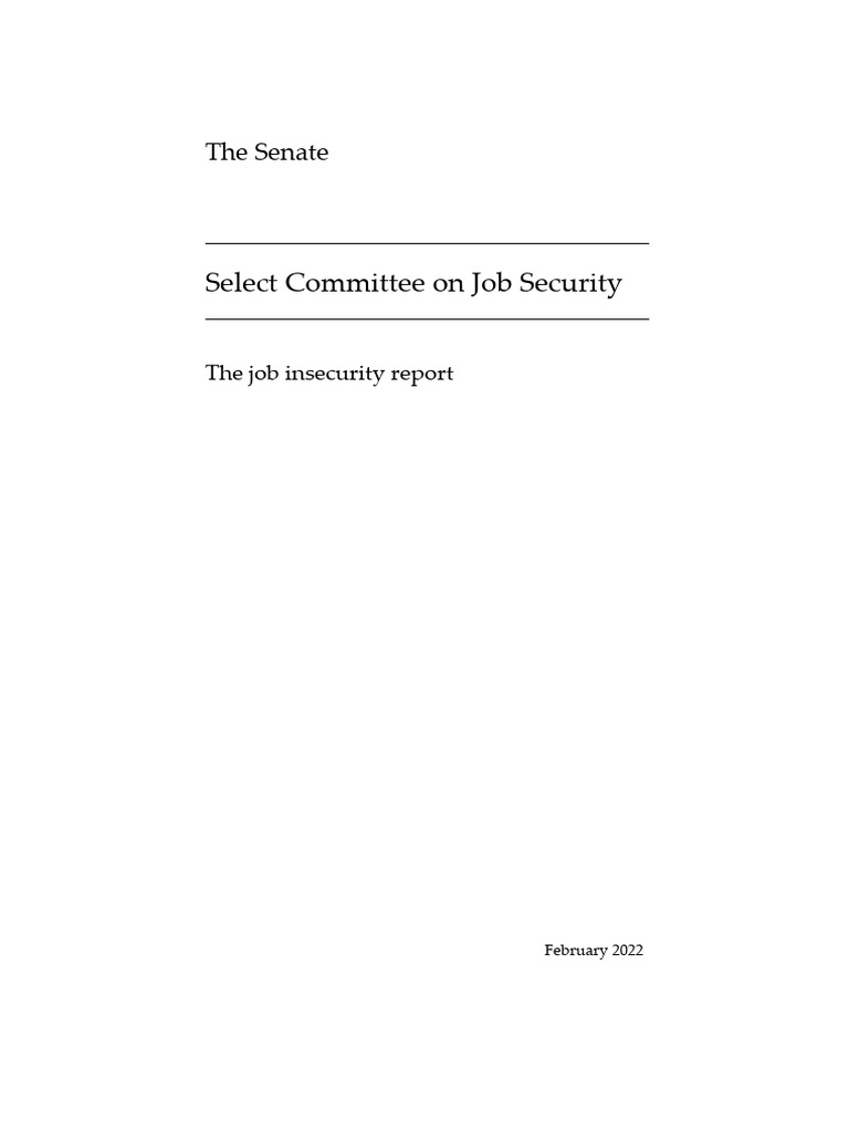 Senate Report on Job Insecurity 2022 | PDF | Employment | Labour Economics