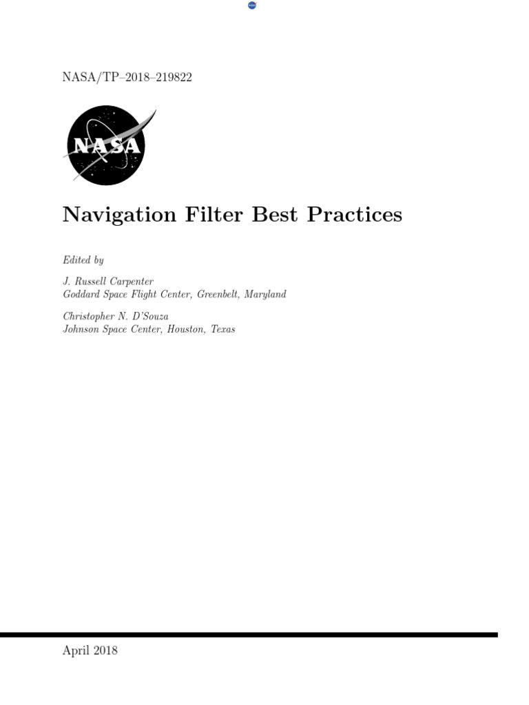 Navigation Filter Best Practices - NASA Report 2018 | PDF | Kalman ...
