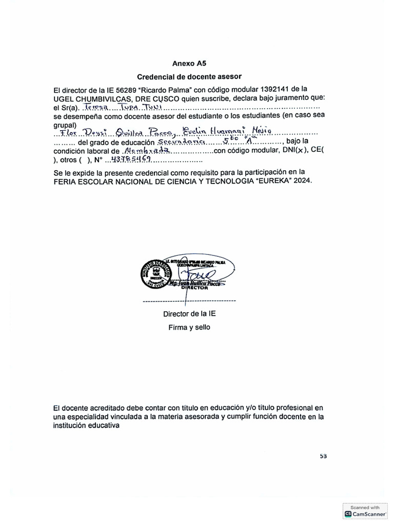 Credencial Docente Asesor | PDF