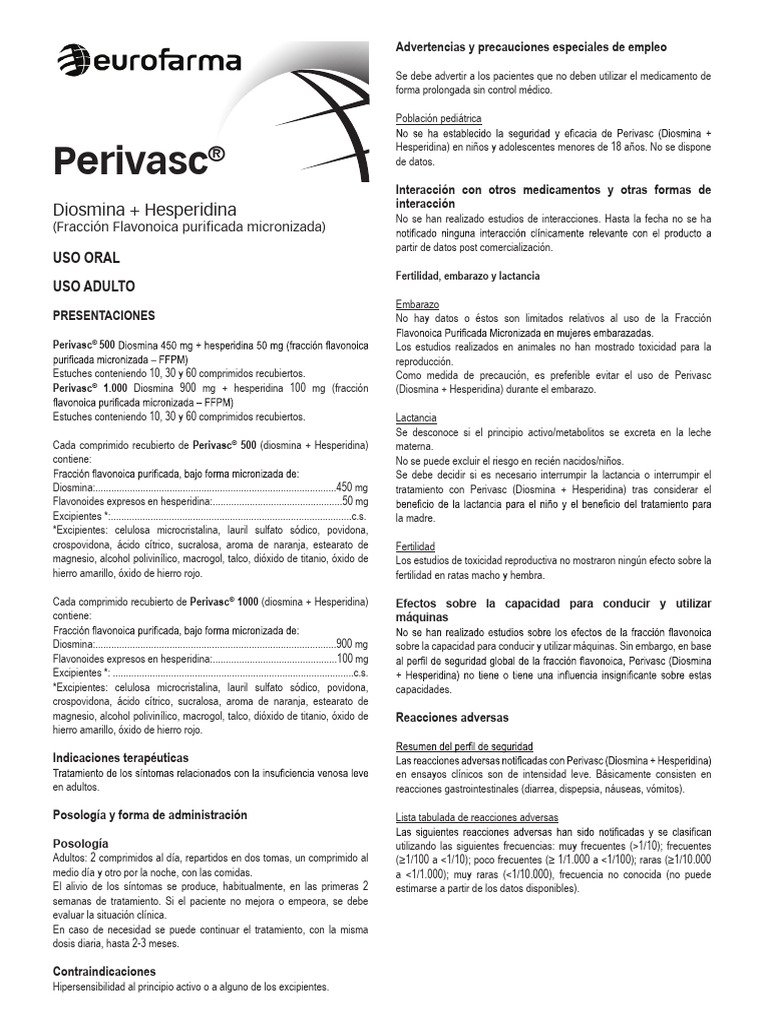 Bula Perivasc | PDF | Tableta (Farmacia) | Amamantamiento
