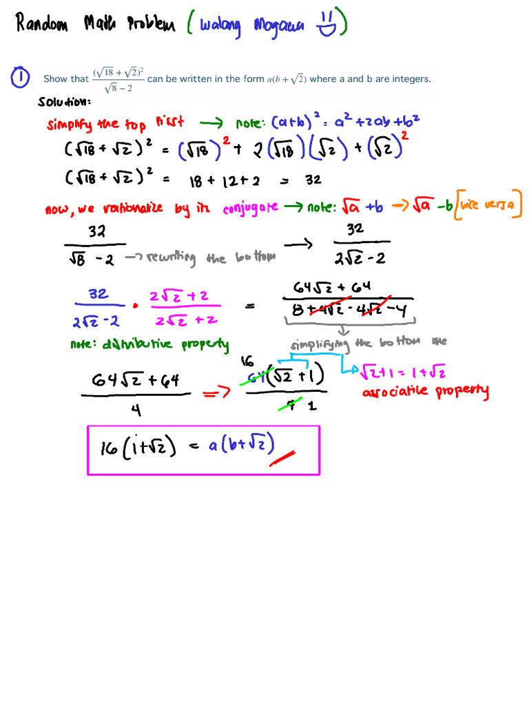 .RANDOM MATH PROB (Surds) .Autosave - Annotated | PDF