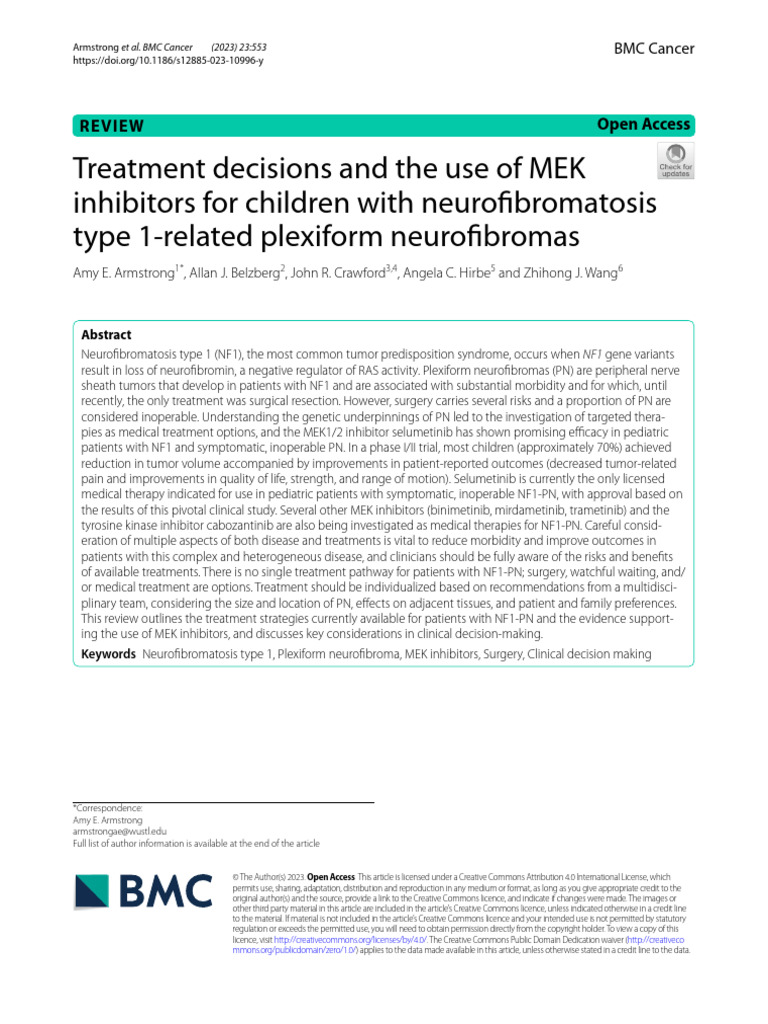 Treatment Decisions and The Use of MEK Inhibitors For Children With ...