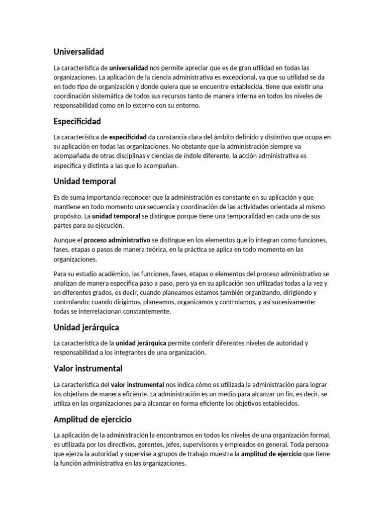 8 Caracteristicas de La Admi | PDF