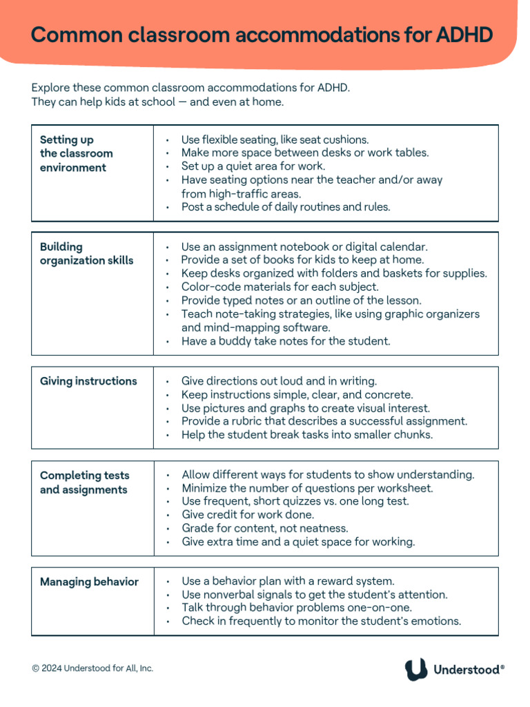 Effective ADHD Classroom Accommodations | PDF | Classroom | Behavioural ...