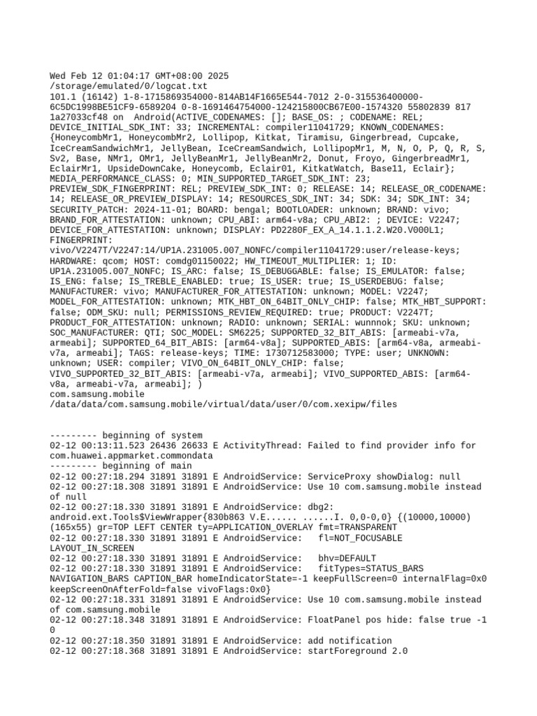 logcat | PDF | Java (Programming Language) | Operating System Technology