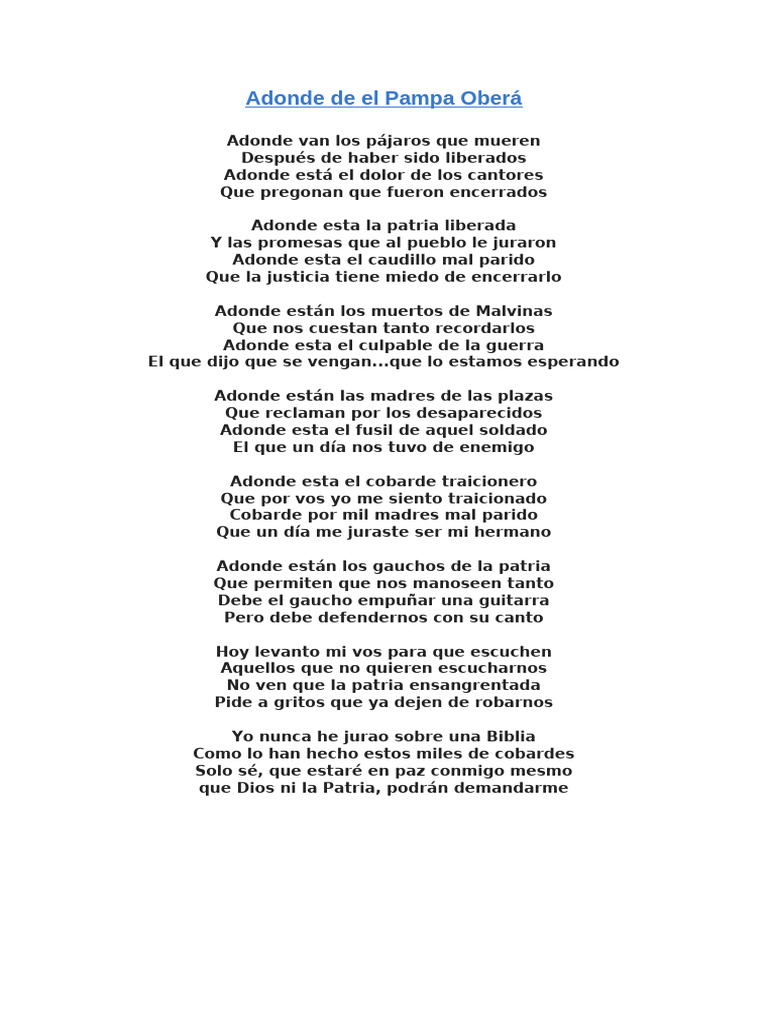 Adonde de El Pampa Oberá | PDF