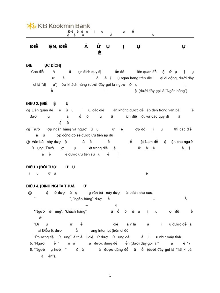 KB Kookmin Bank IB Terms and Conditions VNM | PDF