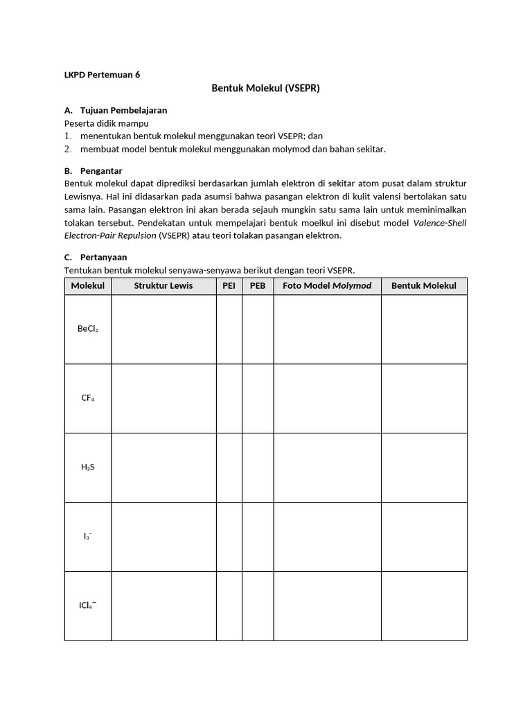 LKPD VSEPR | PDF