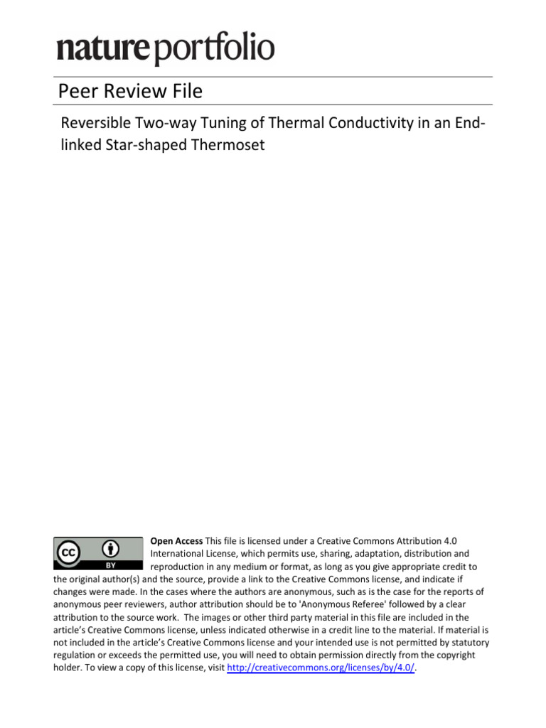 Reversible Two-Way Tuning of Thermal Conductivity in An End-Linked Star ...