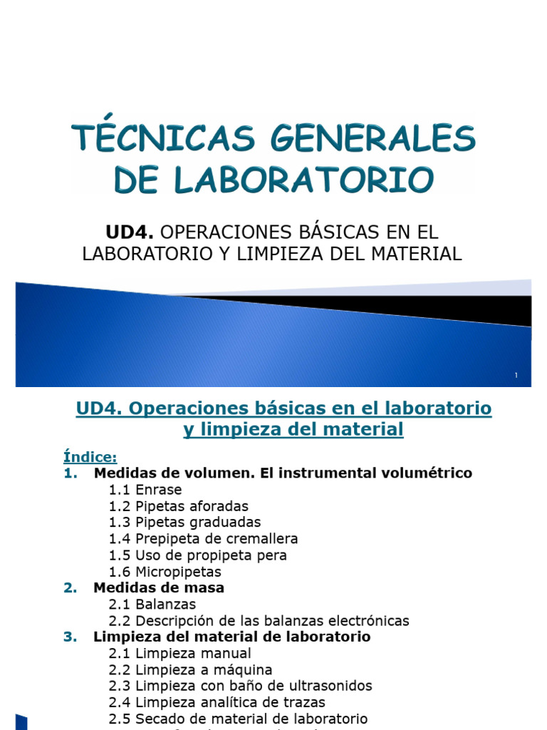 UD4. Operaciones bÃ¡sicas en el laboratorio y limpieza del material 2025 | PDF | Balanza