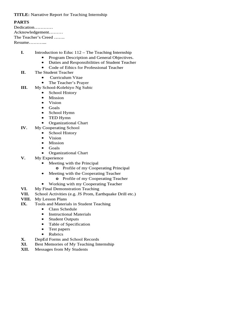 Teaching Internship Narrative Report | PDF
