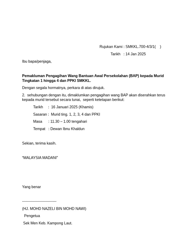 Surat Makluman Agihan Kwamp | PDF