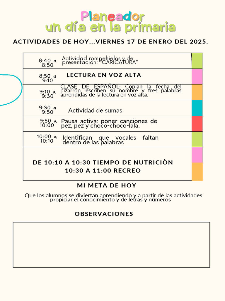 Documento A4 Planeador Diario Minimalista Multicolor | PDF