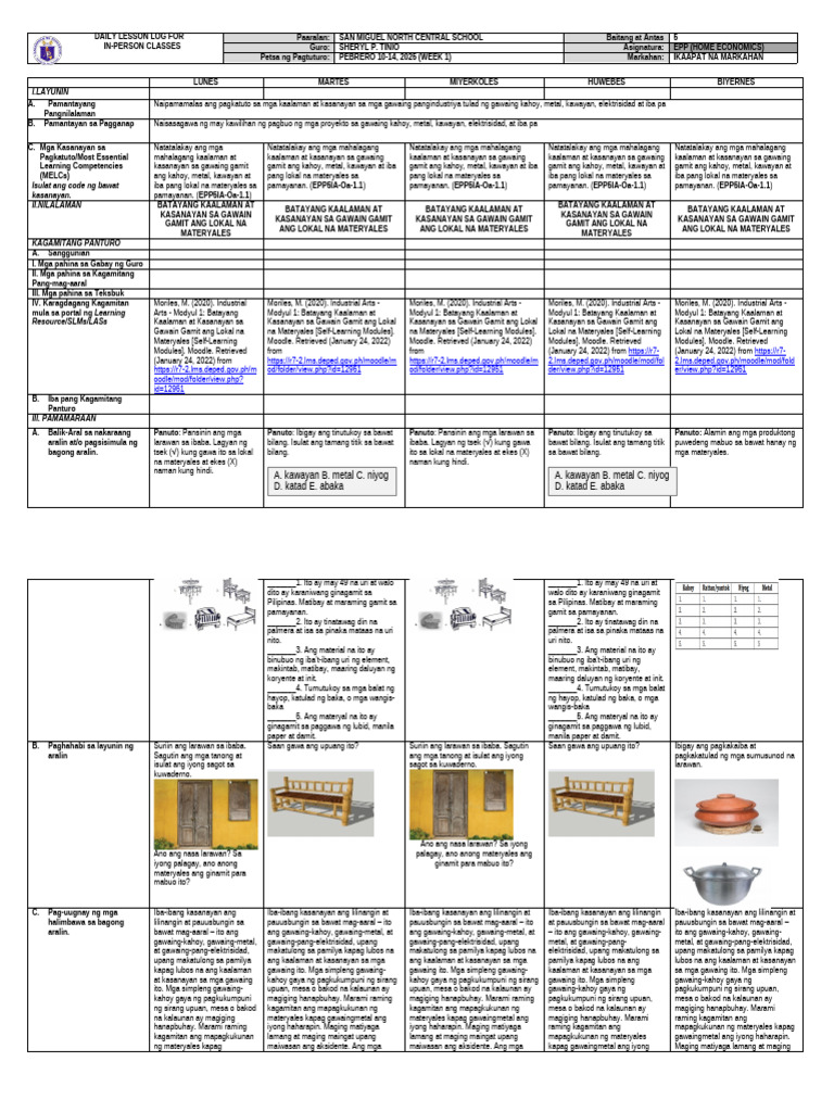 G5 Q3W1 DLL EPP-IA (MELCs) | PDF